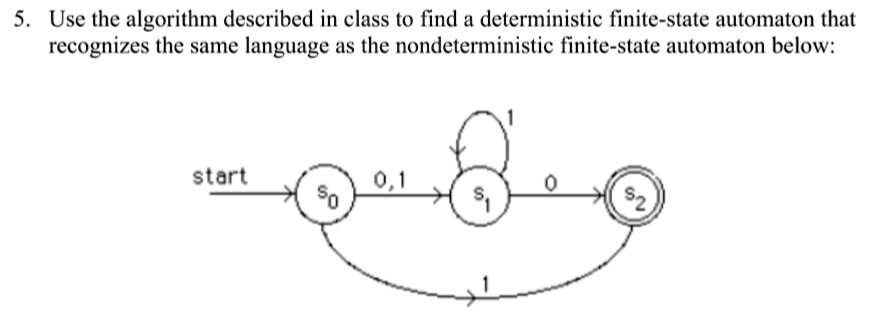 Solved 5 Use The Algorithm Described In Class To Find A Deterministic