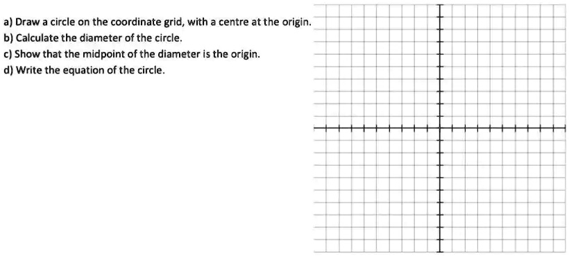 SOLVED: a) Draw circle on the coordinate grid, with centre at the ...