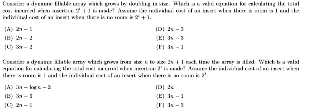 Solved Consider A Dynamic Fillable Array Which Grows By Doubling In
