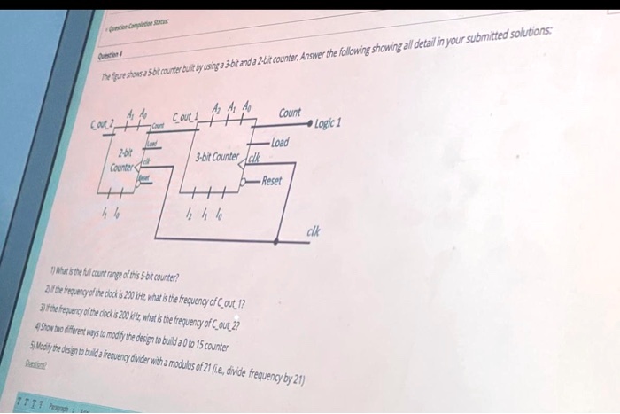 SOLVED: The figure shows a 5-bit counter built using a 3-bit and 2-bit ...