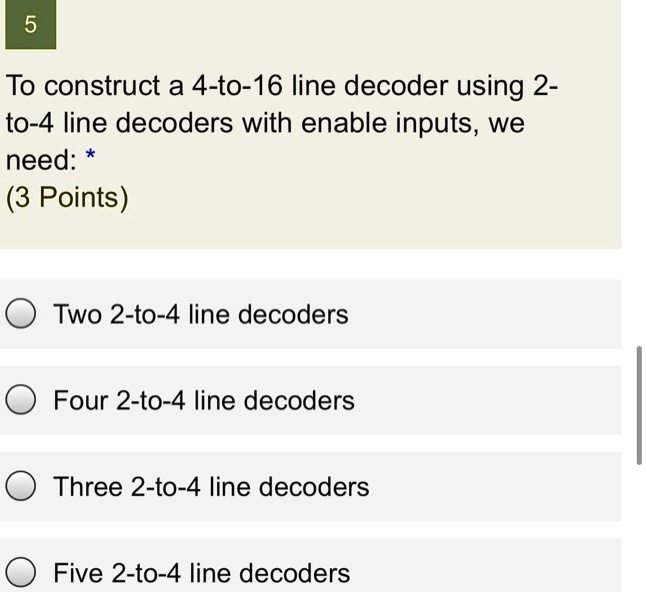 Solved 5 To Construct A 4 To 16 Line Decoder Using 2 To 4 Line Decoders With Enable Inputs We 9069