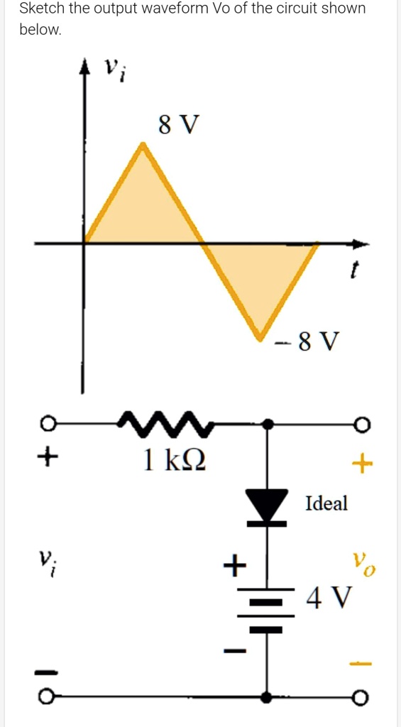 sketch the output waveform vo of the circuit shown below 8 v 8 v 1 kq ... sketch the output waveform vo of the circuit shown below 8 v 8 v 1 kq ...