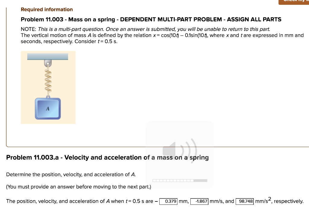 required information problem 11003 mass on a spring dependent multi ...