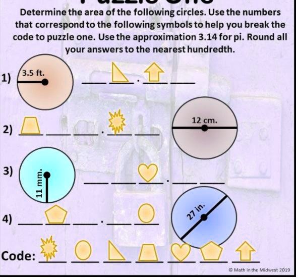 SOLVED: Determine the area of the following circles. Use the numbers ...