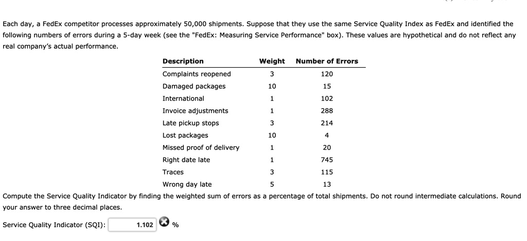 each day fedex competitor processes approximately 50000 shipments ...