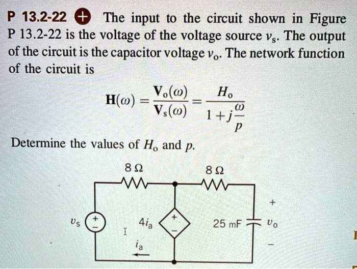 SOLVED: P13.2-22: The input to the circuit shown in Figure P13.2-22 is the voltage of the ...