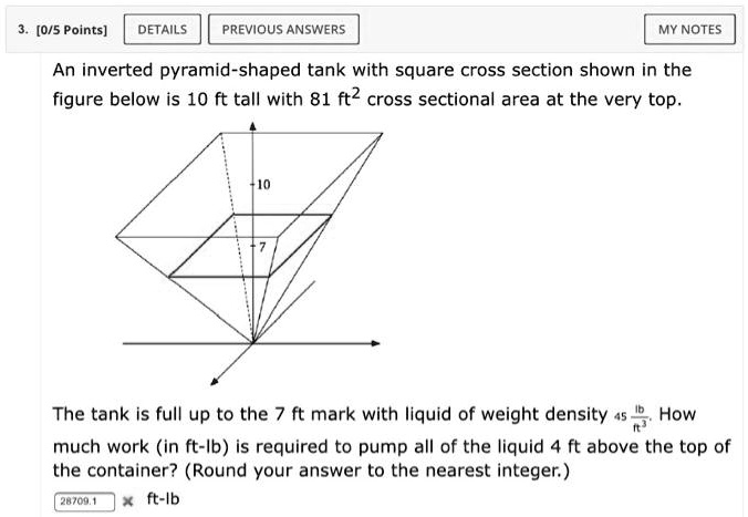 SOLVED: An inverted pyramid-shaped tank with a square cross-section ...
