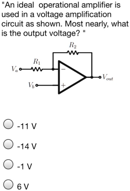 SOLVED: An ideal operational amplifier is used in a voltage amplification circuit as shown. Most ...