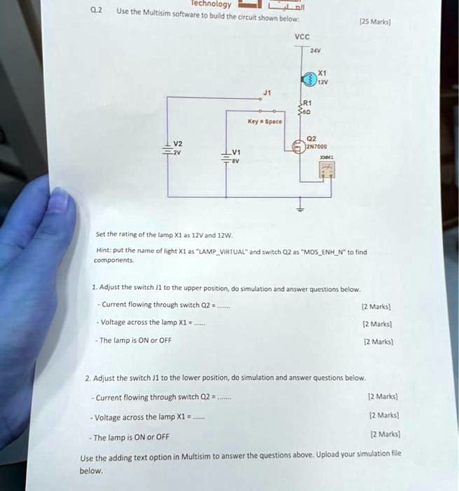 SOLVED: 0.2 Technology and Use the Multisim software to build the circuit shown below [25Mars ...