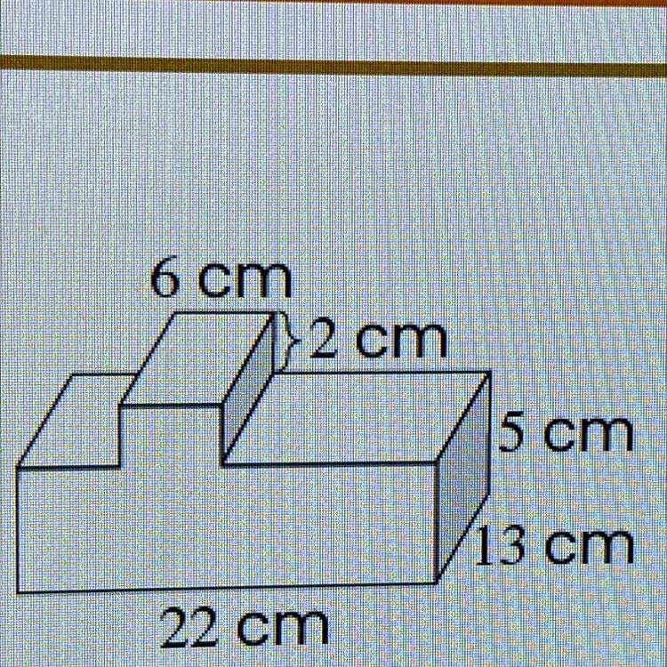 SOLVED: 'This figure is made up of two rectangular prisms what is the volume of the figure. 6 cm ...