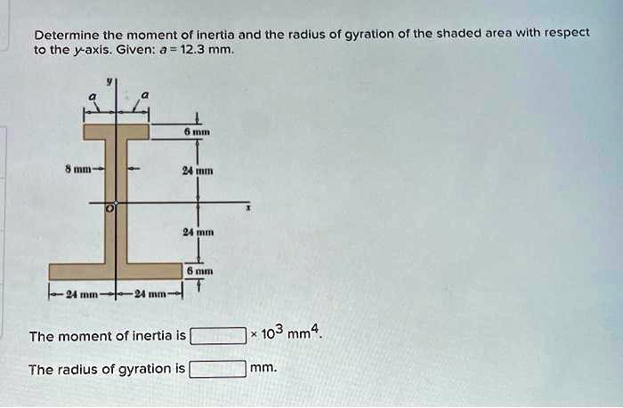 Determine the moment of inertia and the radius of gyration of the ...
