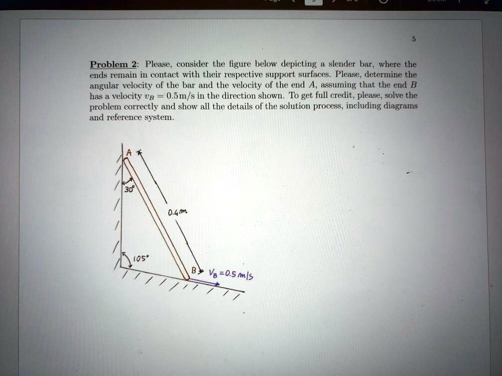 Problem 2: Please, consider the figure below depicting a slender bar ...