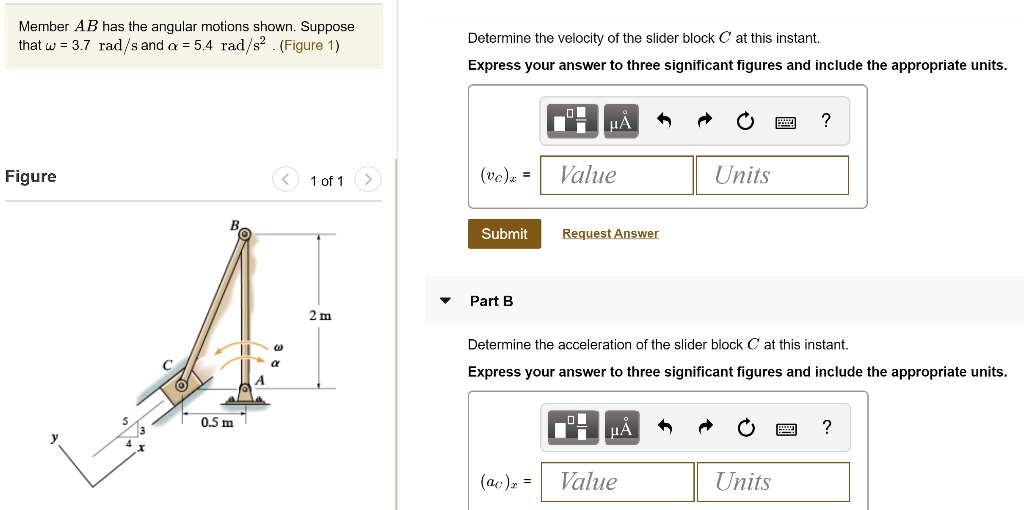 SOLVED: Member AB has the angular motions shown. Suppose that Ï‰ = 3.7 ...