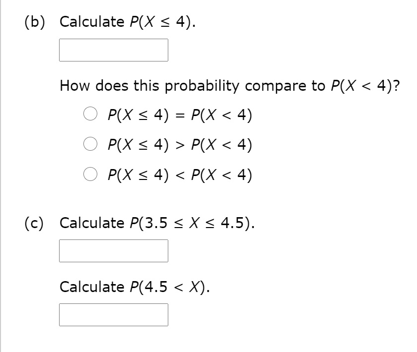 SOLVED: (b) Calculate P(X