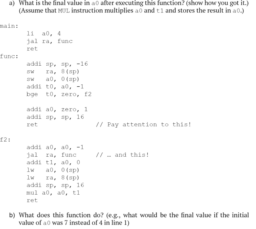 SOLVED: Using RISC-V, solve both parts of the question. a) What is the ... SOLVED: Using RISC-V, solve both parts of the question. a) What is the ...