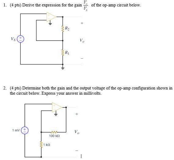 SOLVED: Derive the expression for the gain of the op-amp circuit below.