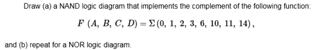 Draw (a) a NAND logic diagram that implements the complement of the ...
