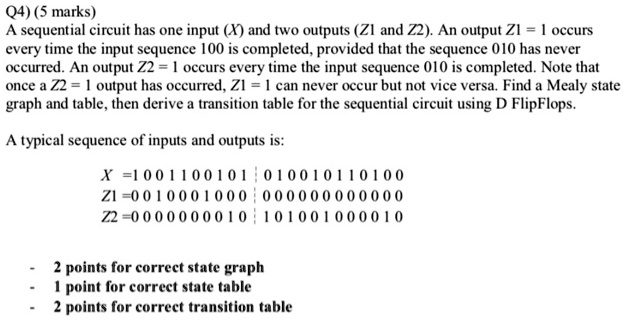 Q45 Marks A Sequential Circuit Has One Input X And Two Outputs Z1 And Z2 An Output Z1 1 Occurs 