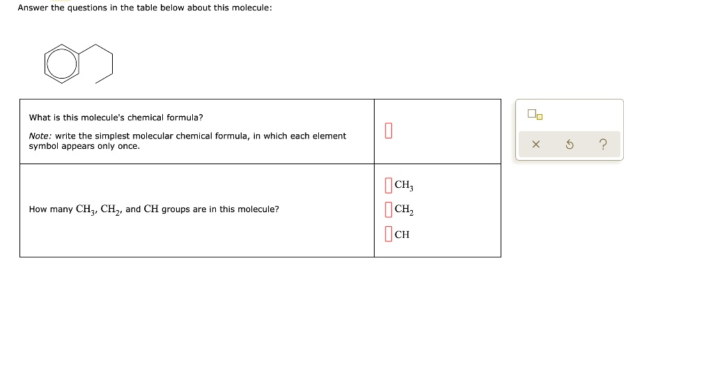 answer the questions in the table below about this molecule what is ...