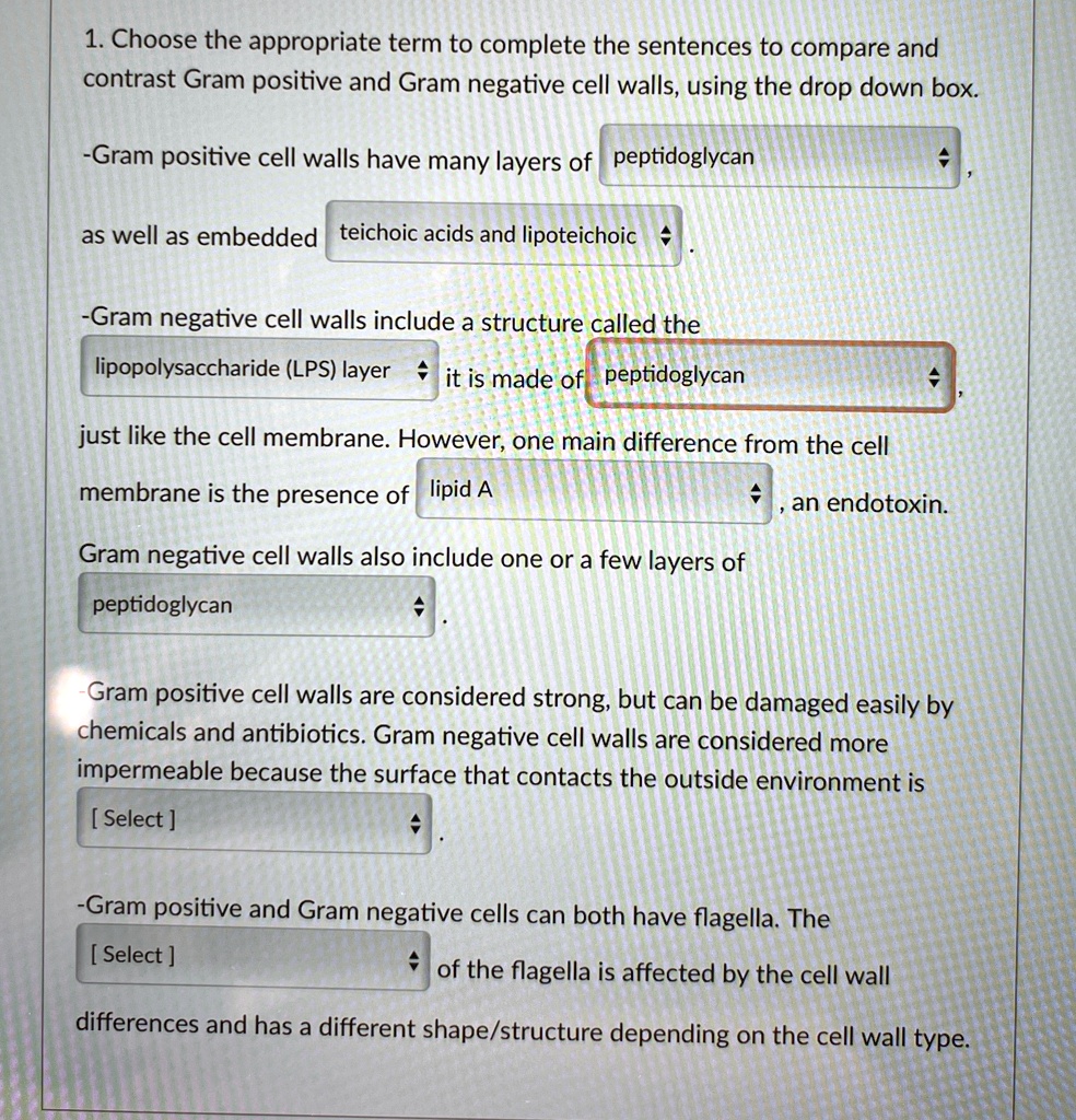 1. Choose the appropriate term to complete the sentences to compare and ...