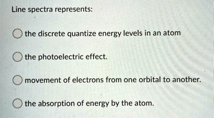 SOLVED:Line spectra represents: the discrete quantize energy levels in ...