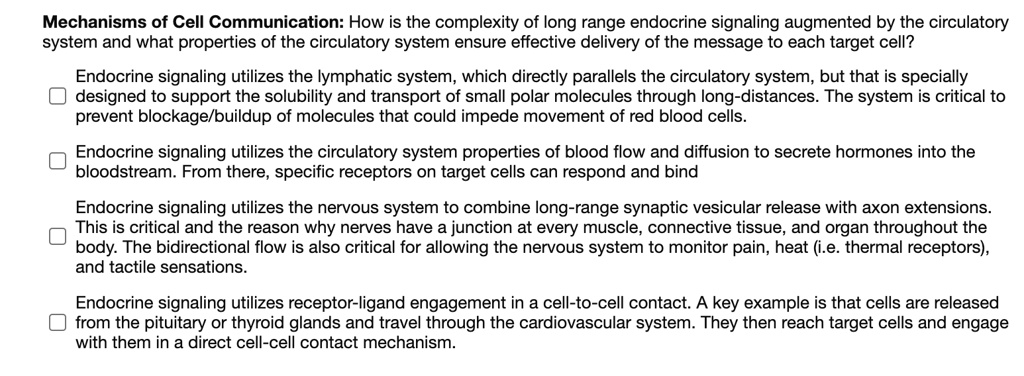 SOLVED: Mechanisms of Cell Communication: How is the complexity of long range endocrine ...