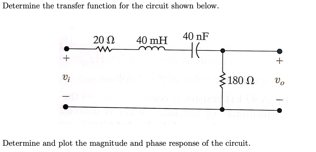 SOLVED: Determine the transfer function for the circuit shown below ...