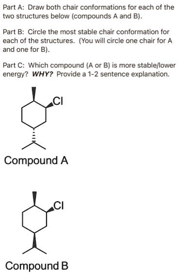 part a draw both chair conformations for each of the two structures ...