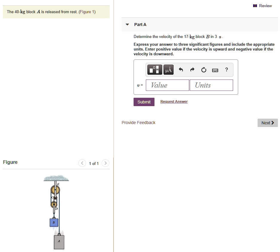 SOLVED: The 40-kg block A is released from rest. (Figure 1) Part A Determine the velocity of the ...