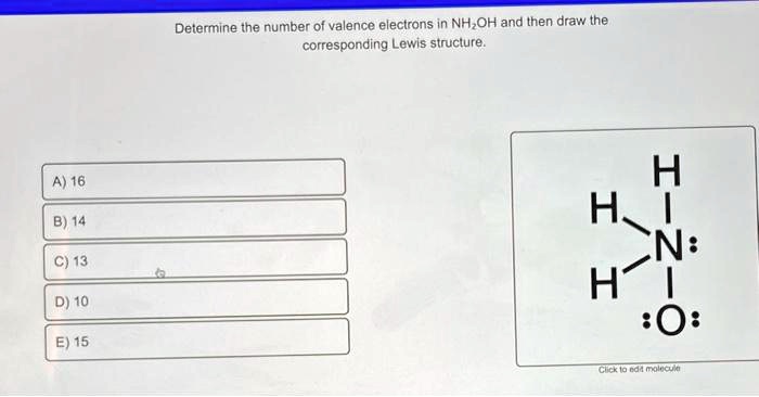 SOLVED: Determine the number of valence electrons in NH3, OH-, and I ...