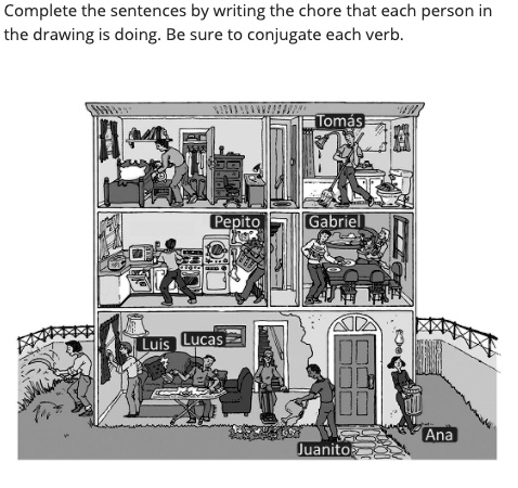 1 tomas 2 pepito 3 gabriel 4 luis 5 lucas 6 juanito 7 ana complete the ...