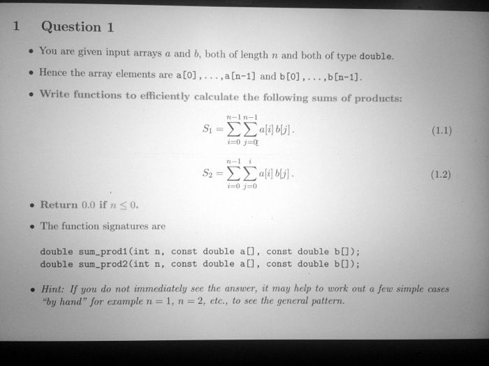 Video Solution Question 1 You Are Given Input Arrays A And B Both Of Length N And Both Of Type