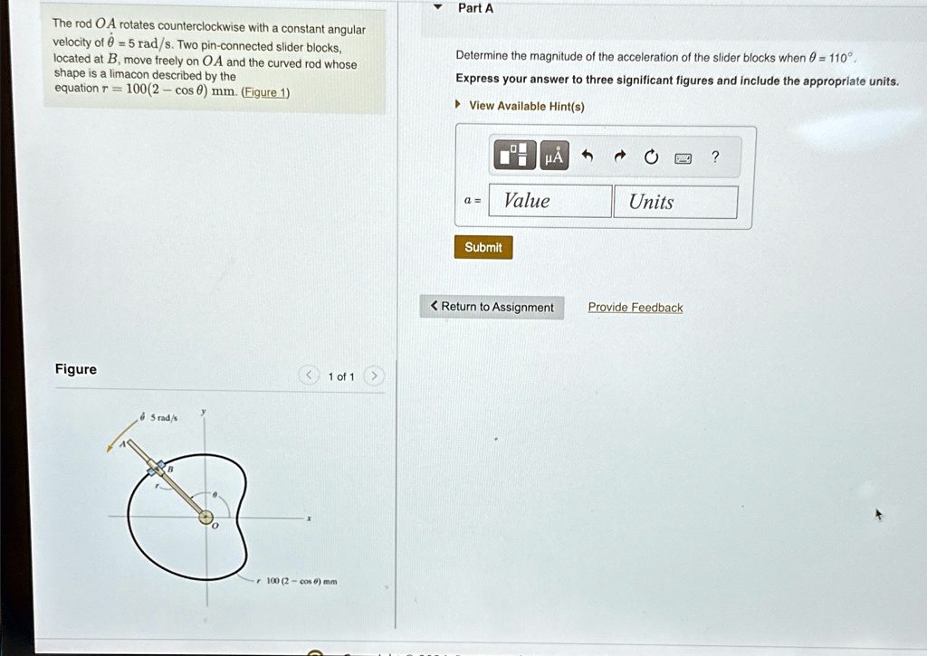 The rod OA rotates counterclockwise with a constant angular velocity of ...