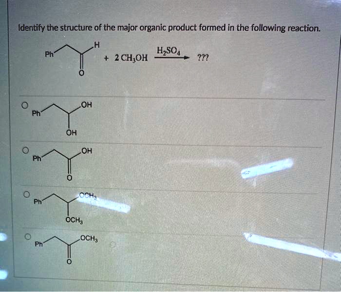SOLVED: ldentify the structure of the major organic product formed in ...