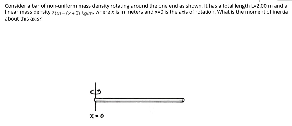consider a bar of non uniform mass density rotating around the one end ...