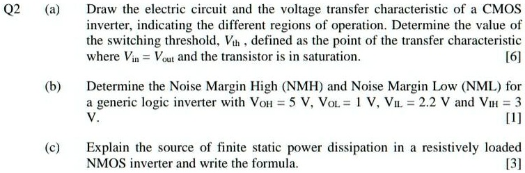 draw the electric circuit and the voltage transfer characteristic of a ...