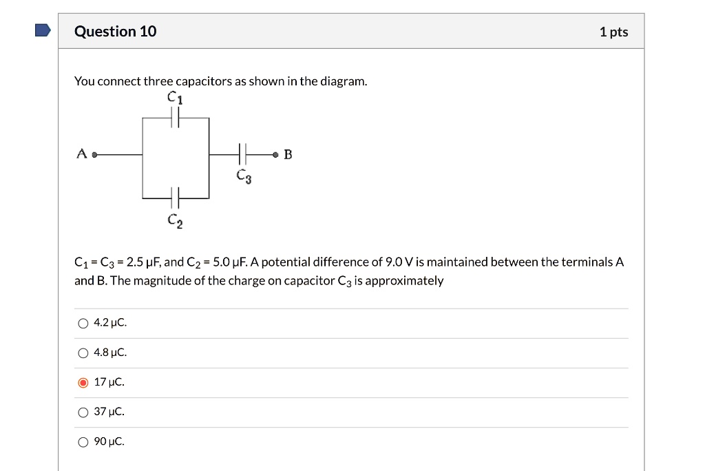SOLVED: You connect three capacitors as shown in the diagram: C1 = C3 ...