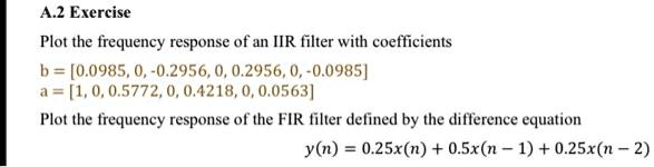 Using Matlab A2 Exercise Plot The Frequency Response Of An Iir Filter