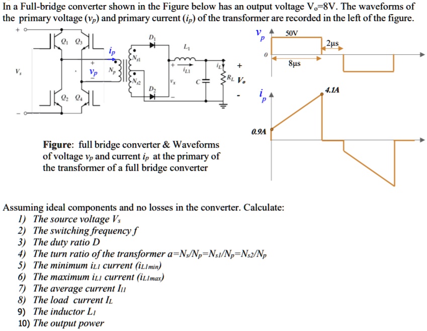 SOLVED: In a Full-bridge converter shown in the Figure below, it has an ...