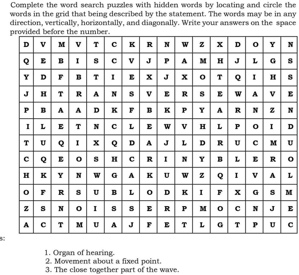 SOLVED: 'hi please answer my question Complete the word search puzzles ...