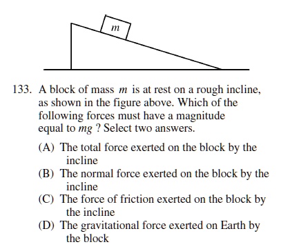 133 block of mass m is at rest on rough incline as shown in the figure above. Which of the ...