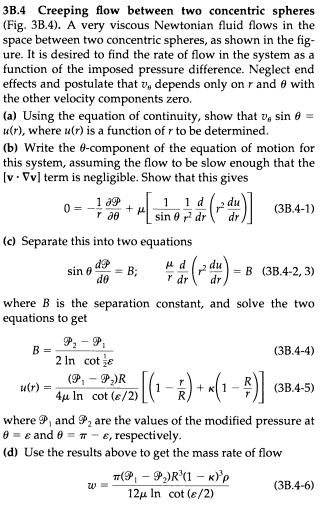 SOLVED: 3B.4 Creeping flow between two concentric spheres (Fig. 3B.4 ...
