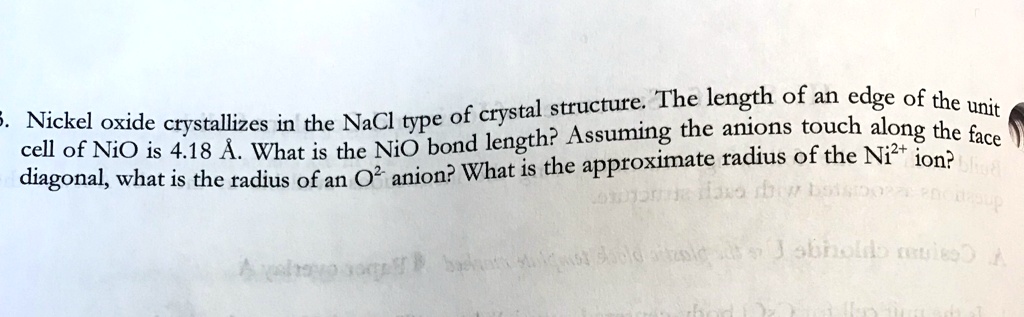 SOLVED: crystal structure The length of an edge of the unit Nickel ...
