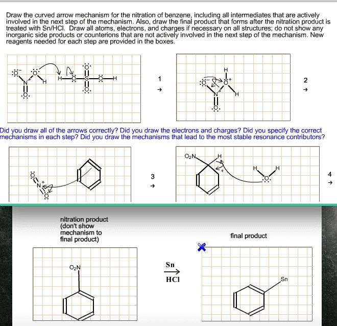 SOLVED: " Draw the curved arrow mechanism for the nitration of benzene ...
