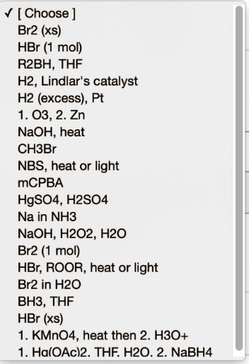 SOLVED:[Choose ] Br2 (xs) HBr mol) R2BH; THF H2 , Lindlar's catalyst H2 ...
