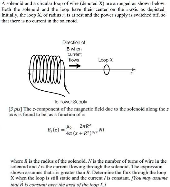 SOLVED: A solenoid and circular loop of wire (denoted X) are arranged as shown below Both the ...