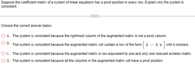 SOLVED: Suppose the coefficient matrix of a system of linear equations ...