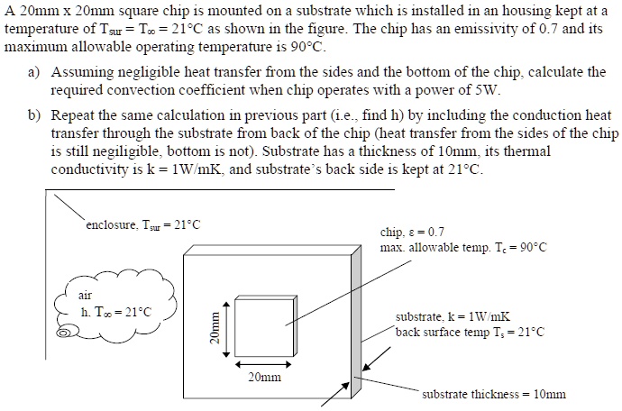 SOLVED: A 20mm x 20mm square chip is mounted on a substrate which is installed in a housing kept ...