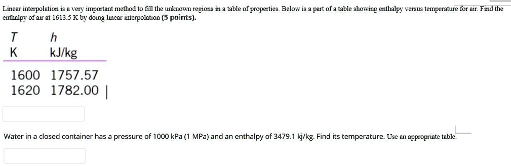 SOLVED: Linear interpolation is a very important method to fill the ...