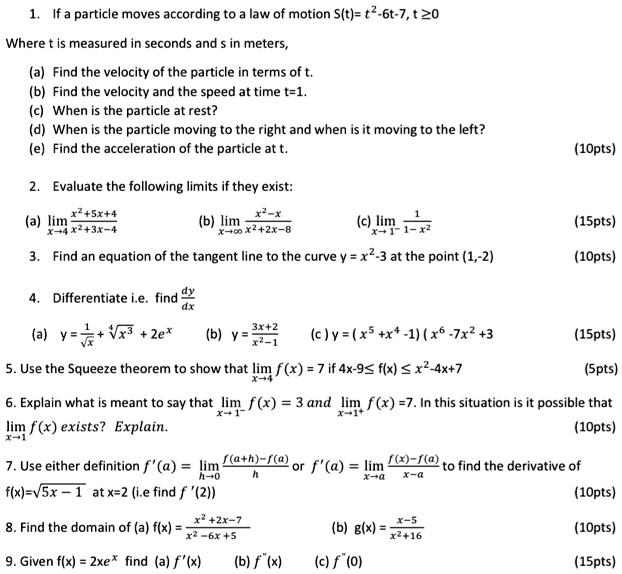 if a particle moves according to iaw of motion st t2 6t 7t20 where is measured in seconds and ...